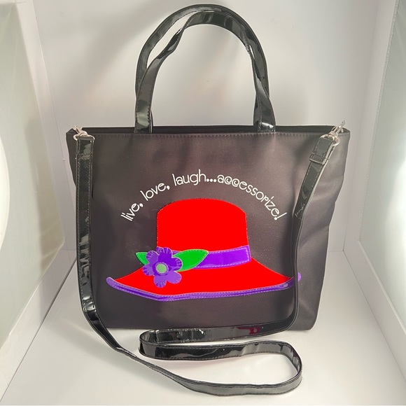 Bags | 33 Red Hat Totecrossbody Convertible Canvas Patent Bag | Poshmark